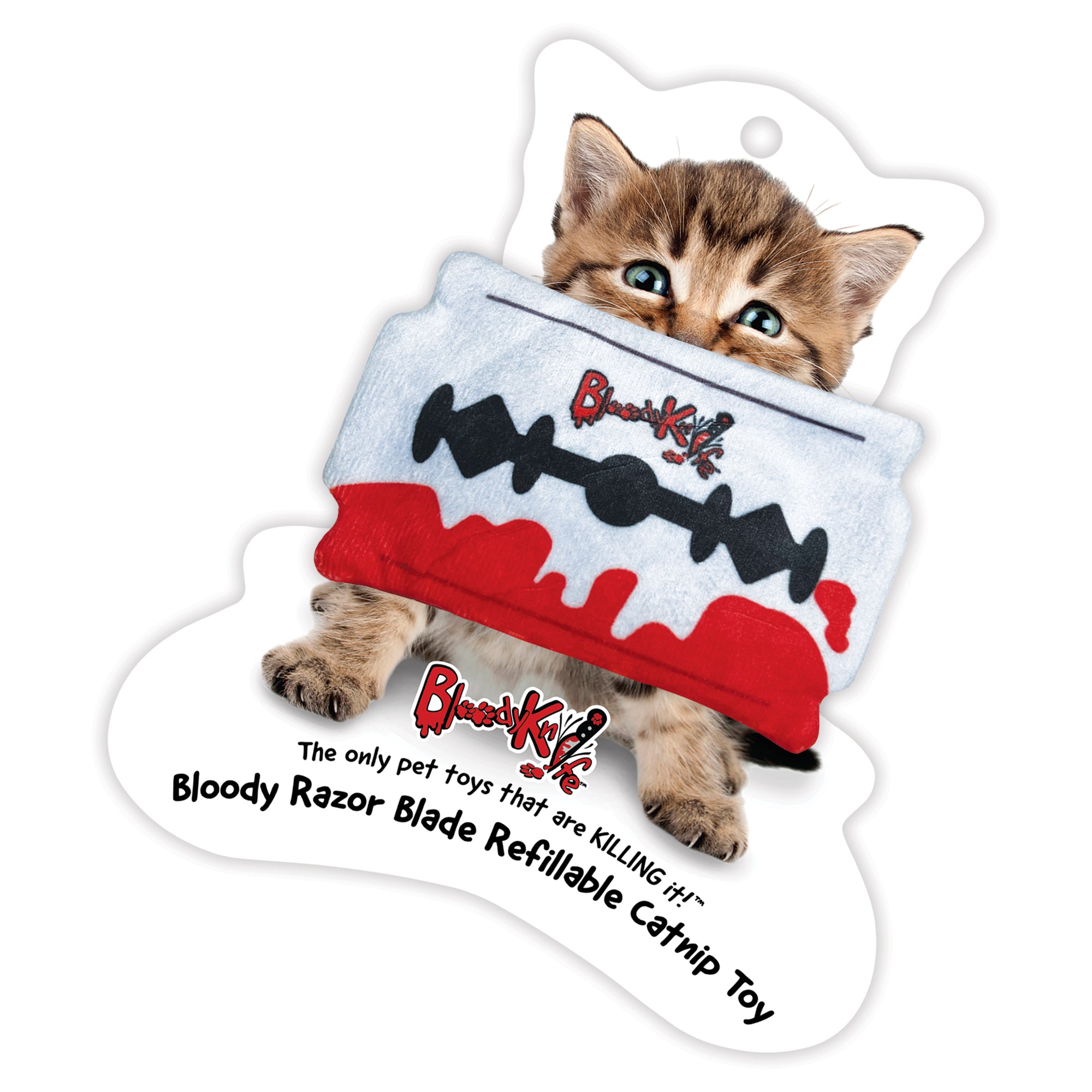 Exclusive Bloody Razor Blade Cat Toy - No Stuffing, Organic Catnip